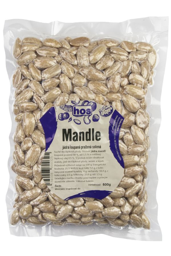 Mandle pražené loupané solené 500g | Dobré oříšky, pražené mandle, kešu ...